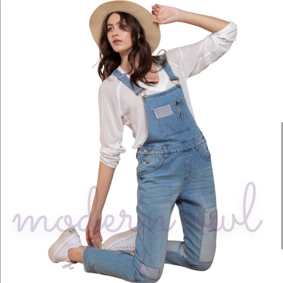 POL | Jeans | New Pol Unique Patchwork Overalls Denim Jeans | Poshmark